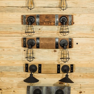 Twin Vanity Edison Cage Pendant Lights on Wine Barrel Staves - Etsy
