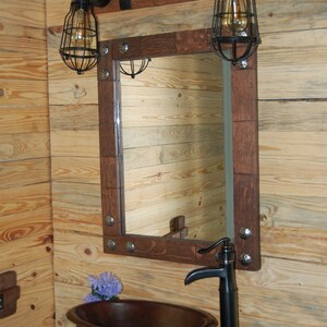 Twin Vanity Edison Cage Pendant Lights on Wine Barrel Staves - Etsy