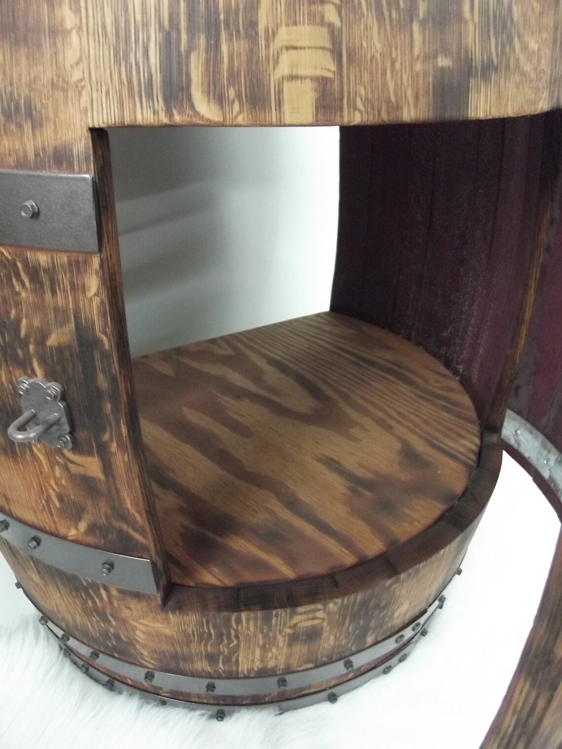 Flat Back Barrel Vanity With Black Skirted Hammered Sink and | Etsy