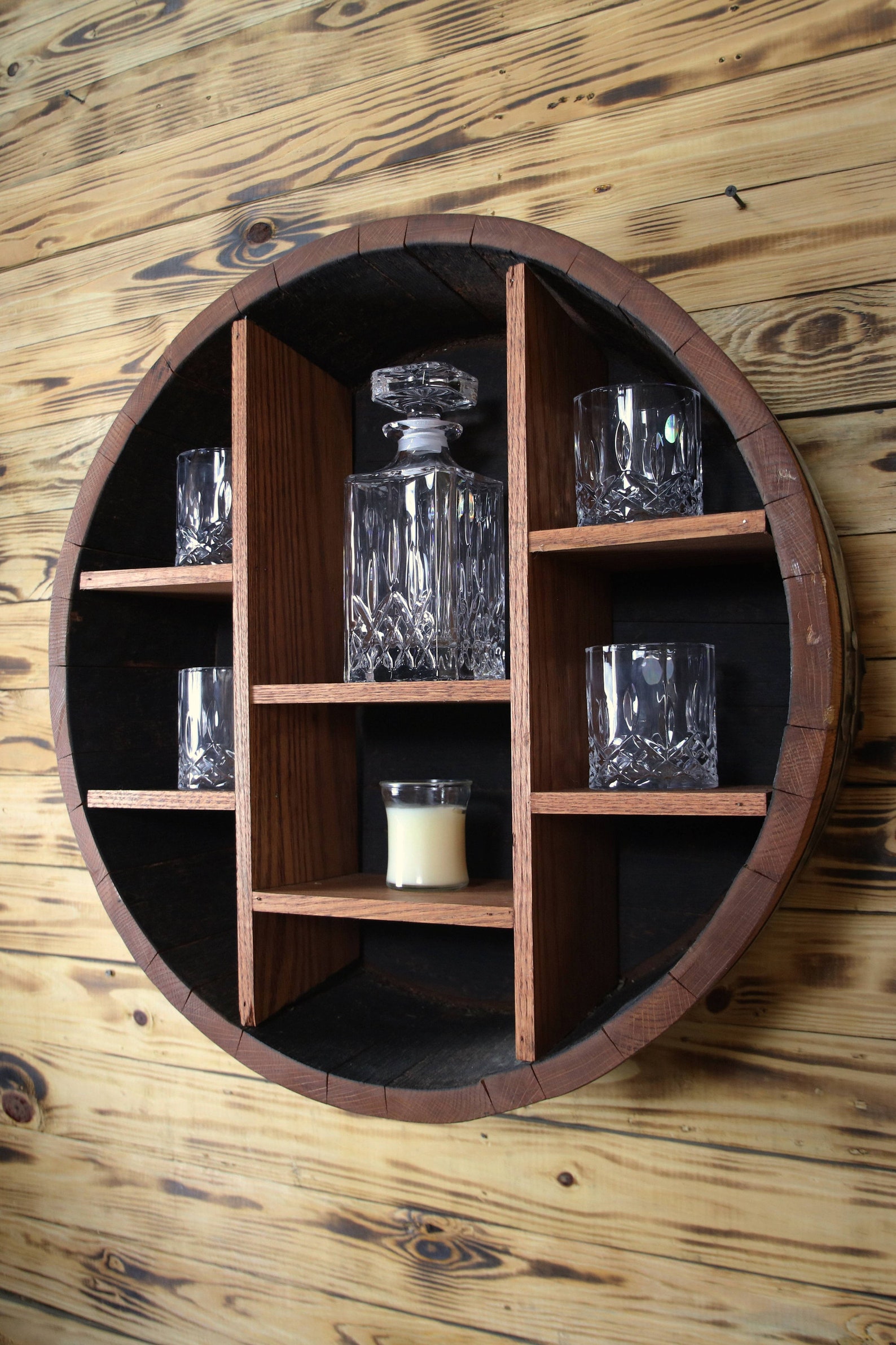 Whiskey Barrel Decanter Set With Shelf, Decanter and 4 Glasses - Etsy