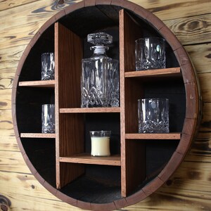 Whiskey Barrel Decanter Set With Shelf, Decanter and 4 Glasses - Etsy