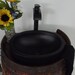 Flat Back Barrel Vanity With Black Skirted Hammered Sink and Modern ...