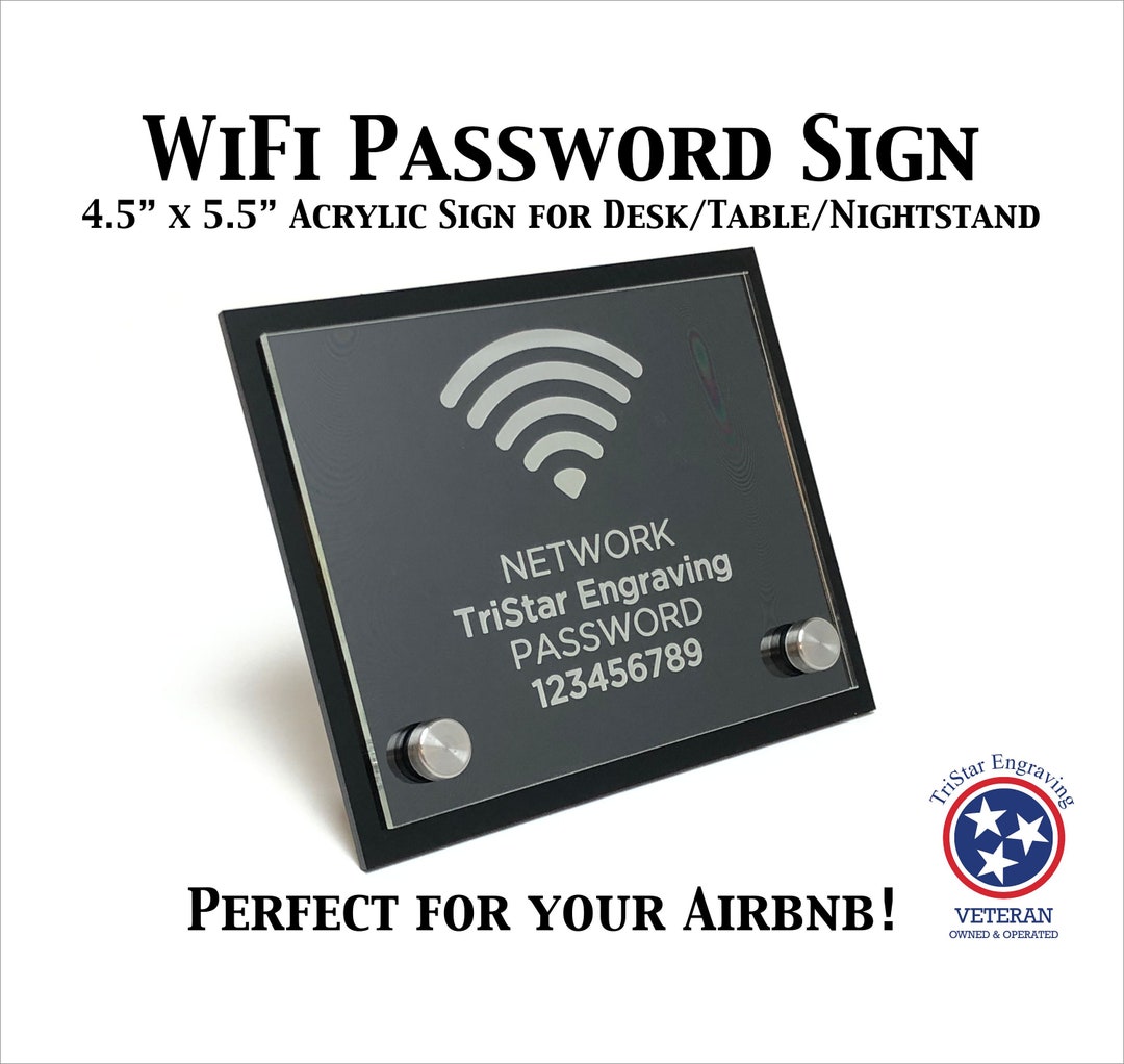 Wifi Network and Password Sign - Acrylic Sign for Desk Table Nightstand ...