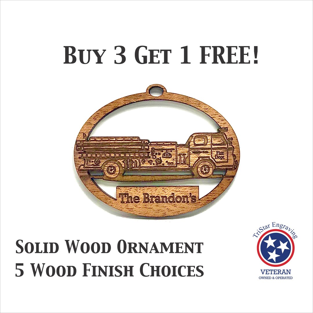 Personalized Fire Engine Ornament Firefighter Gift Custom Engraved Fire ...