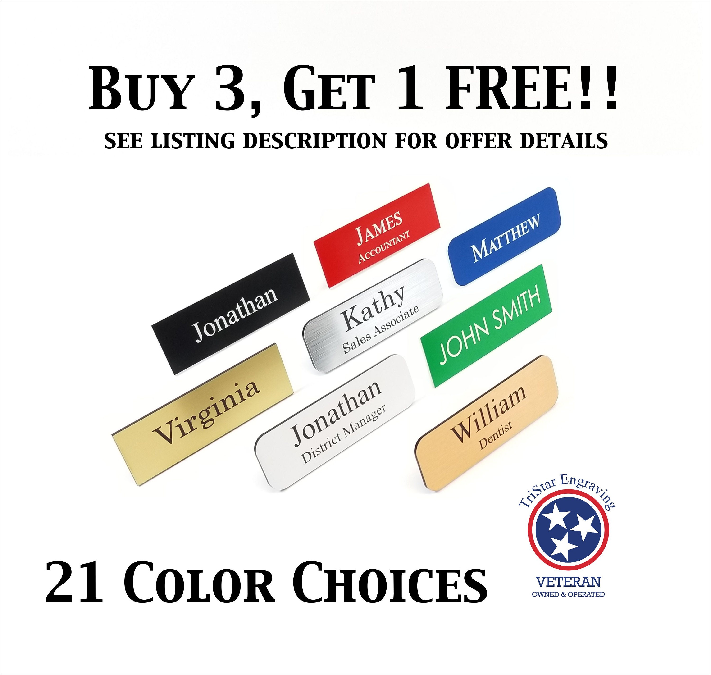 Name Tag Name Badge Employee Custom Personalized 1 x | Etsy