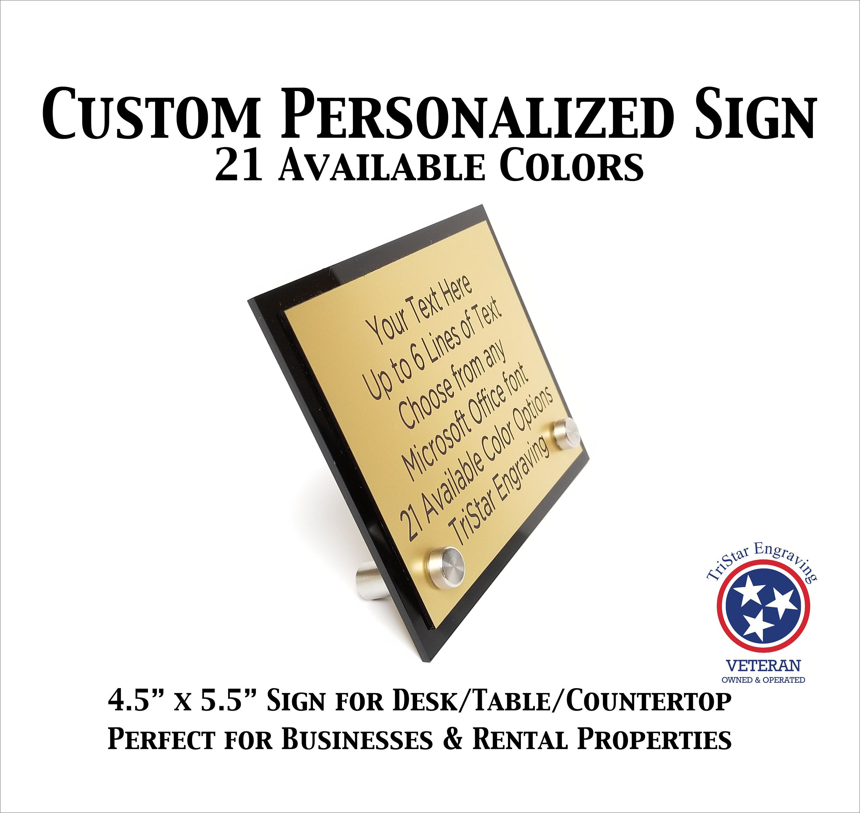 Custom Personalized Sign for Desk Table Countertop Perfect for Home and ...