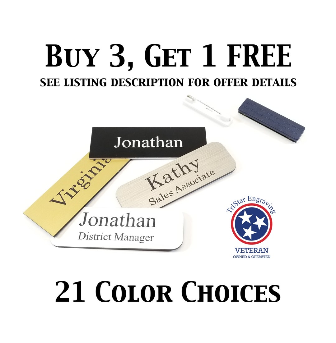 Name Tag 1" X 3" Custom Engraved Name Badge Employee Custom ...