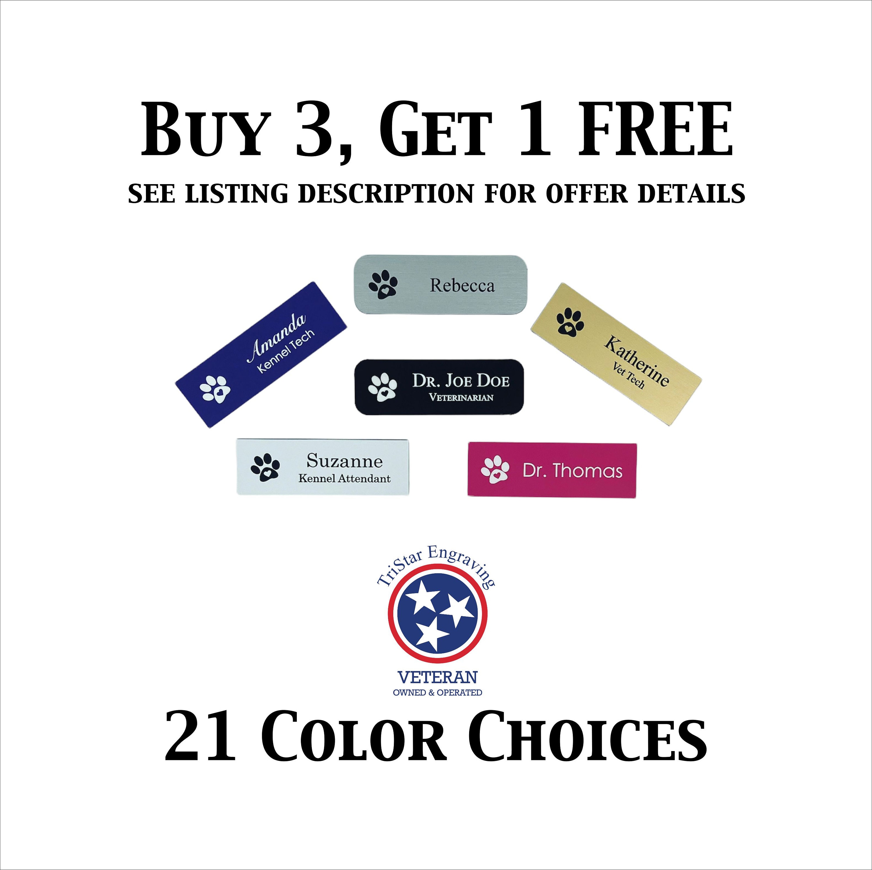 PAW PRINT Vet Tech Name Tag Veterinarian RVT Name Badge - Etsy