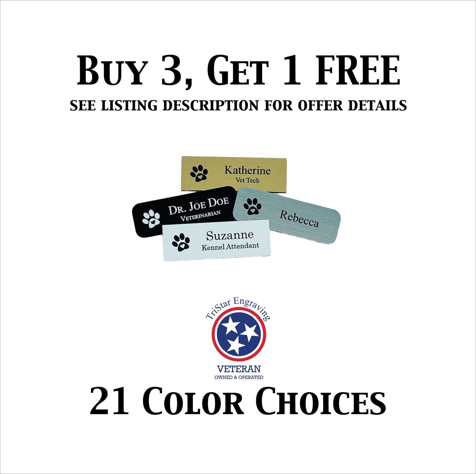 PAW PRINT Vet Tech Name Tag Veterinarian RVT Name Badge - Etsy