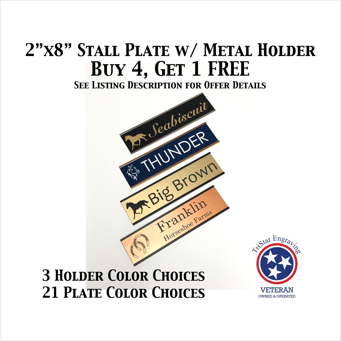 Horse Stall Name Plate With Metal Holder Custom Engraved | Etsy