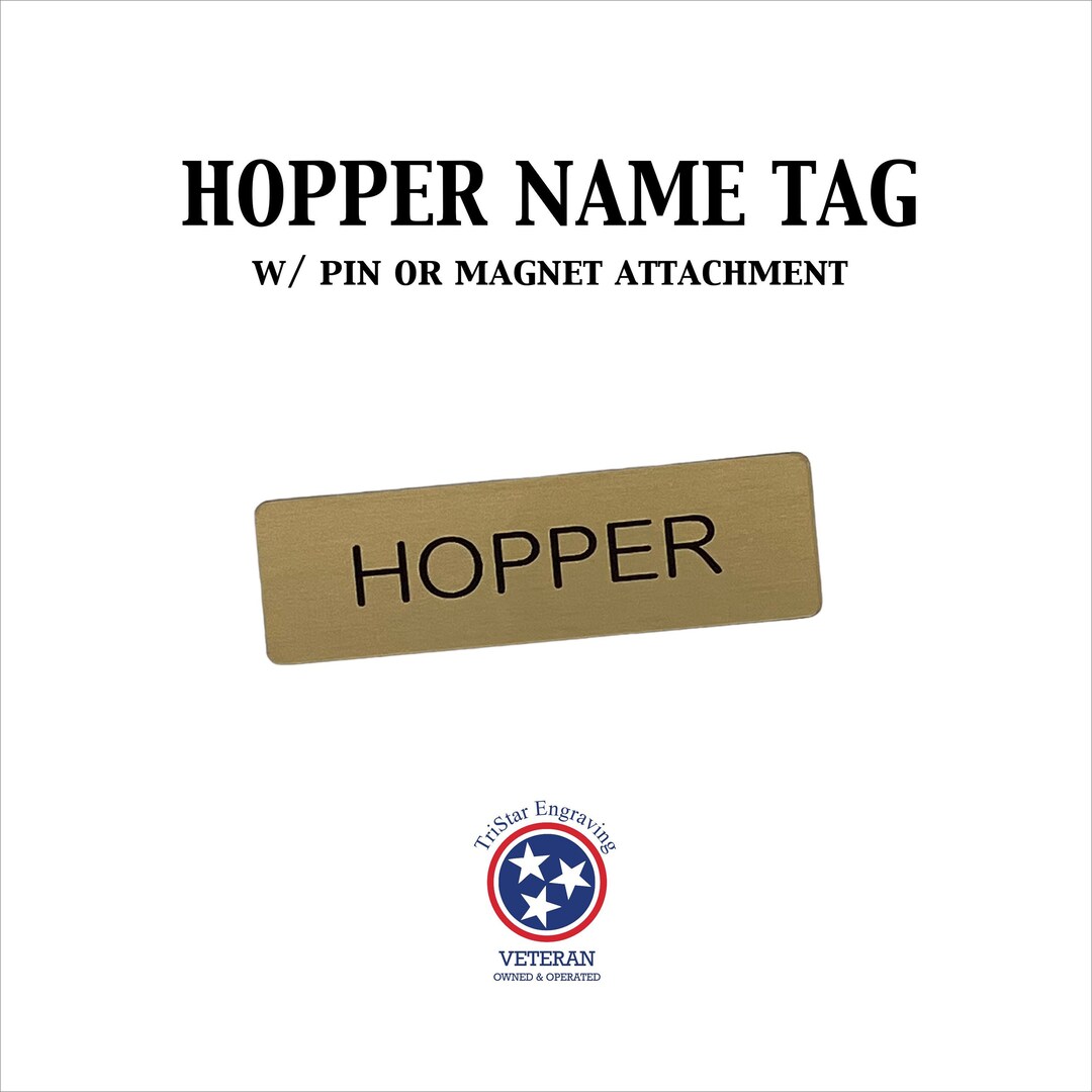 HOPPER Name Tag Halloween Costume Accessory Cosplay Name Badge - Etsy