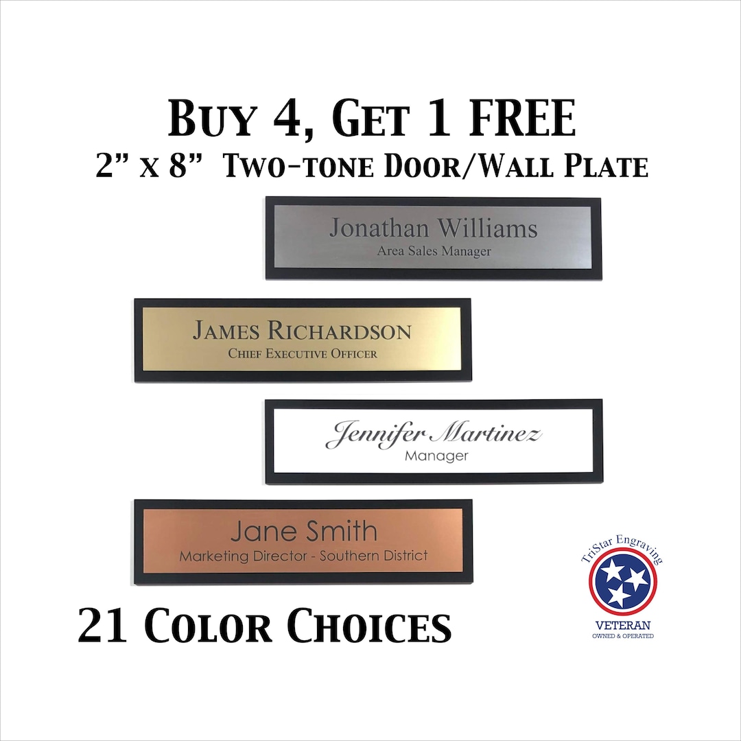 Custom Two-tone Executive Door Plate Laser Engraved Personalized Office ...