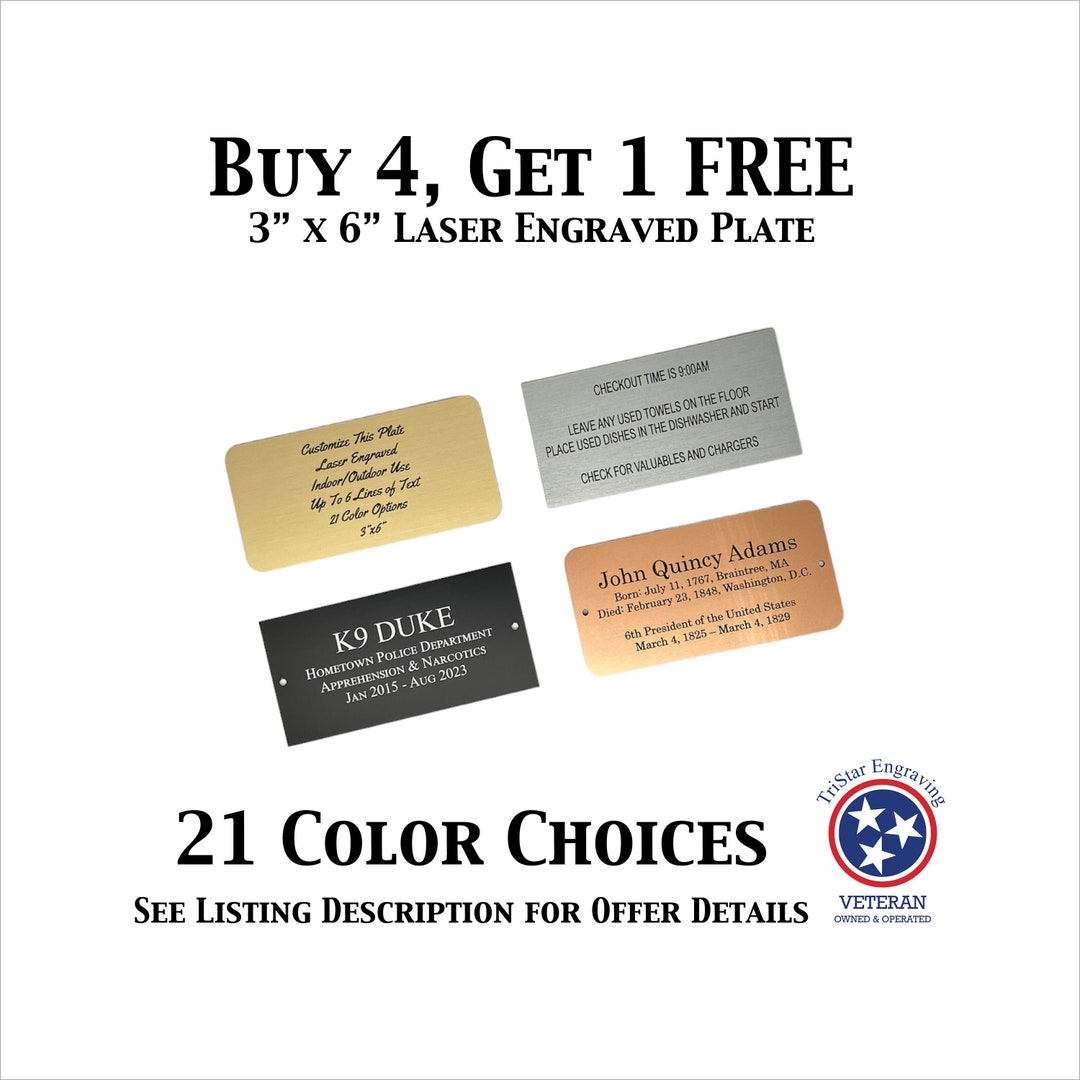 Custom Laser Engraved Personalized Plate Sign 3x6 - Etsy