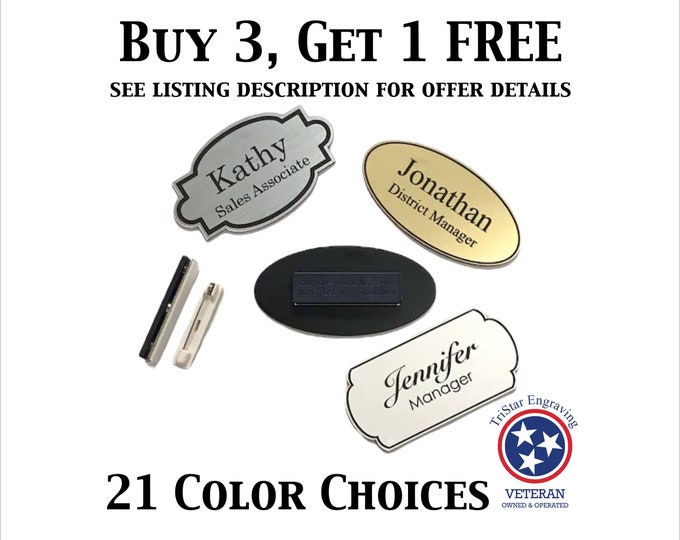 1 X 3 Employee Name Tag Customized Name Badge Employee Personalized 1 X ...