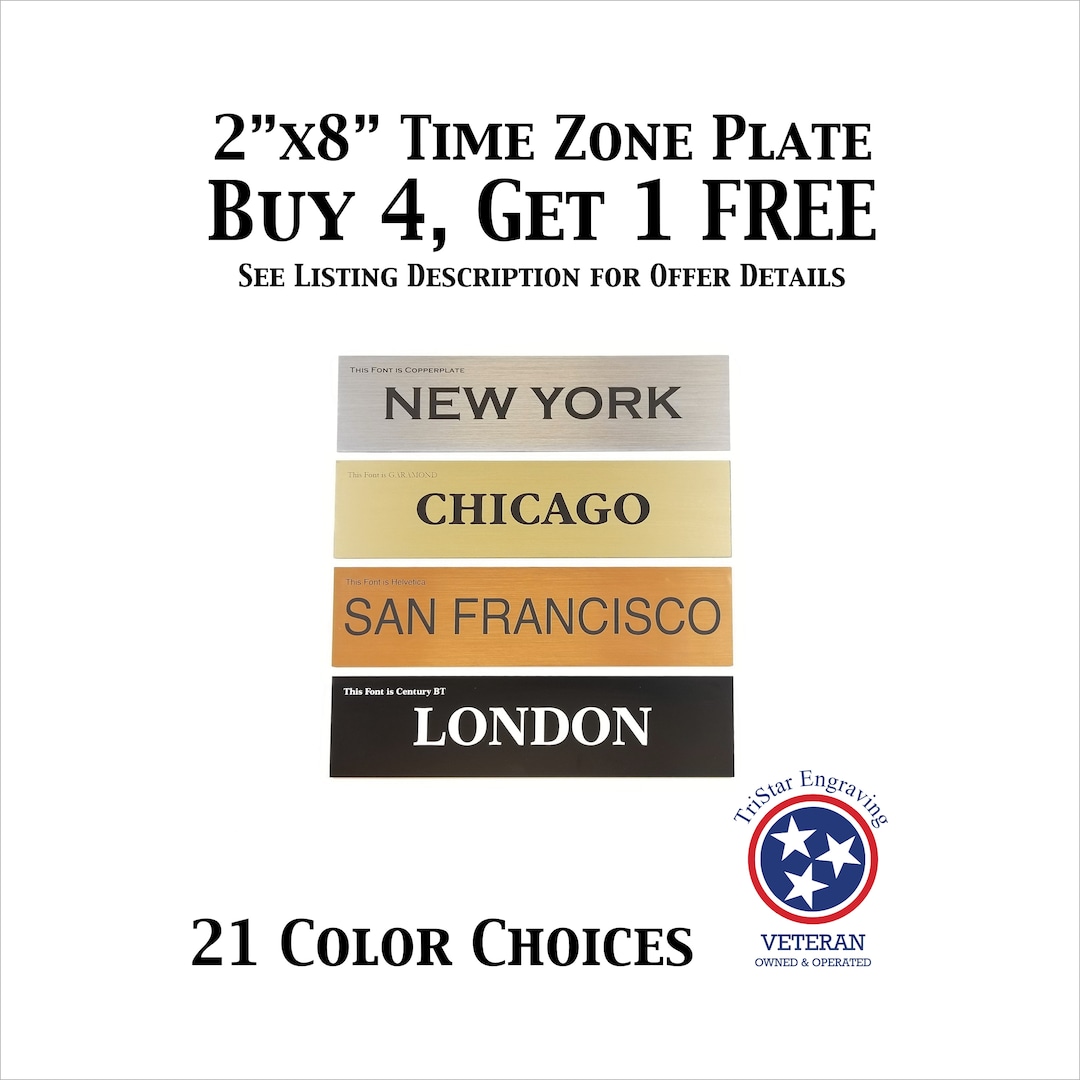 Time Zone World Clock Sign 2x8 - Business Home Office - Multiple ...