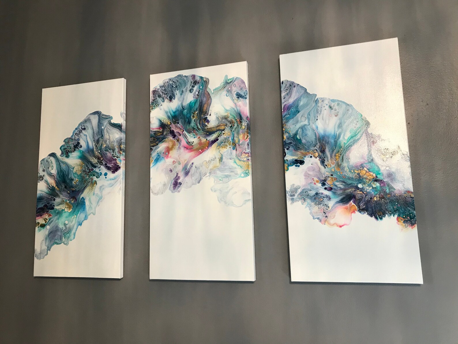 Colorful Triptych Dutch Pour Canvas Art - Etsy