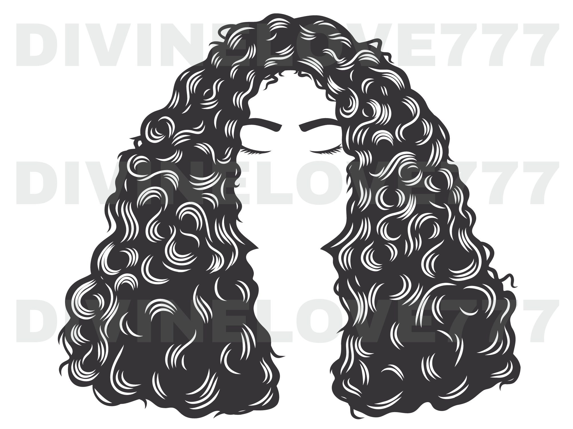 Curly Hair Woman SVG Minimalist Faceless Art - Etsy