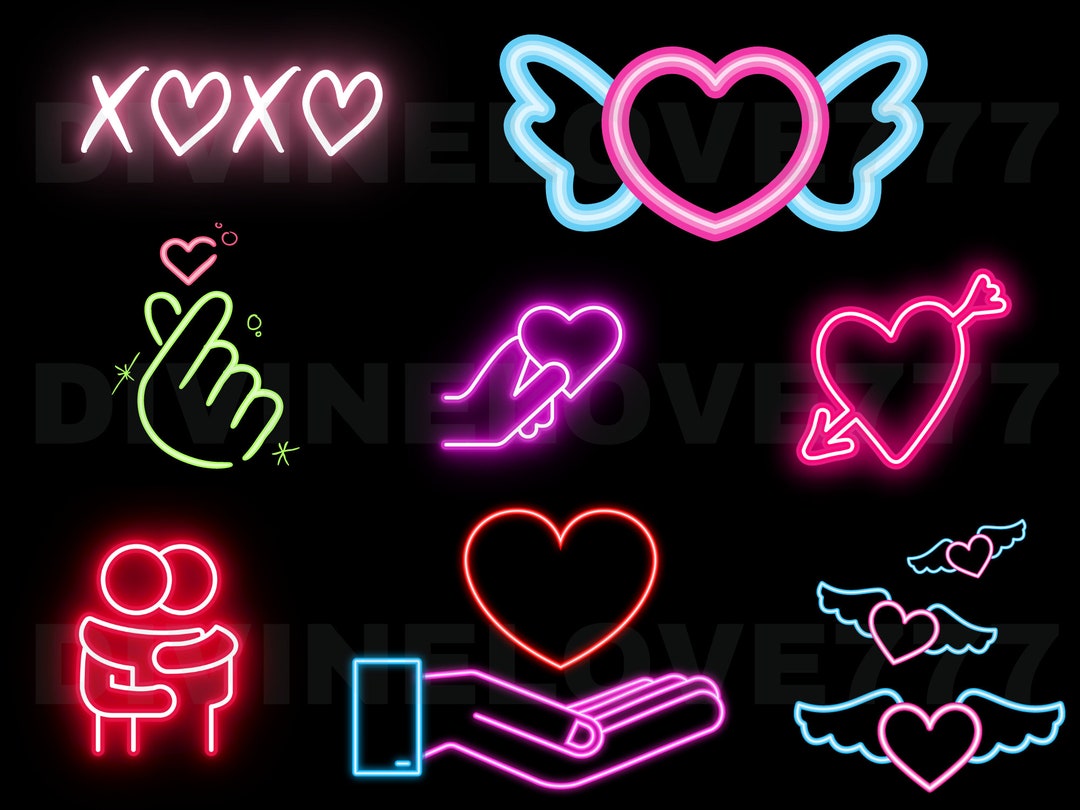 Valentine's Day SVG Heart SVG Love SVG Neon - Etsy