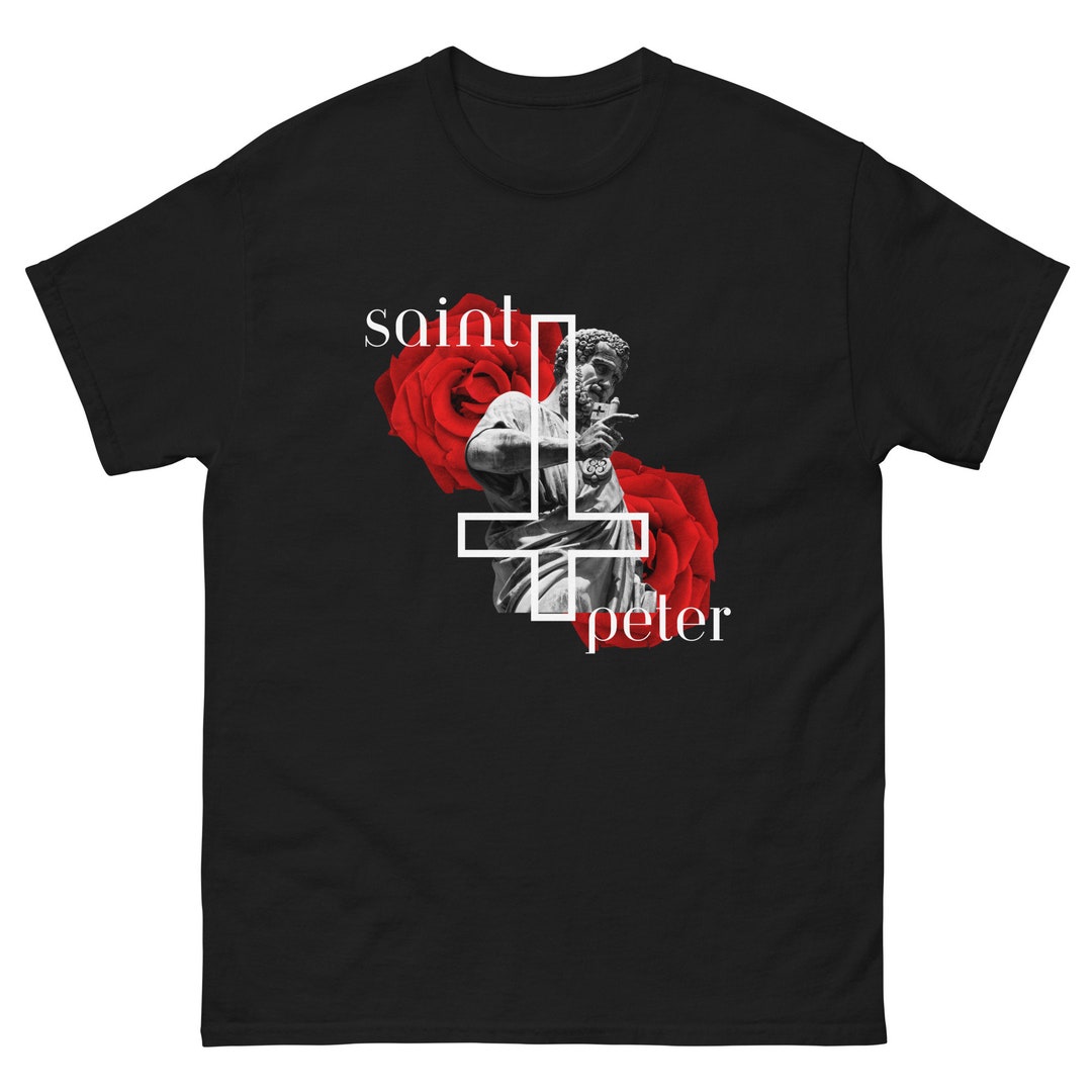 Men's Saint Peter's Cross Tee Catholic Rose T Shirt - Etsy