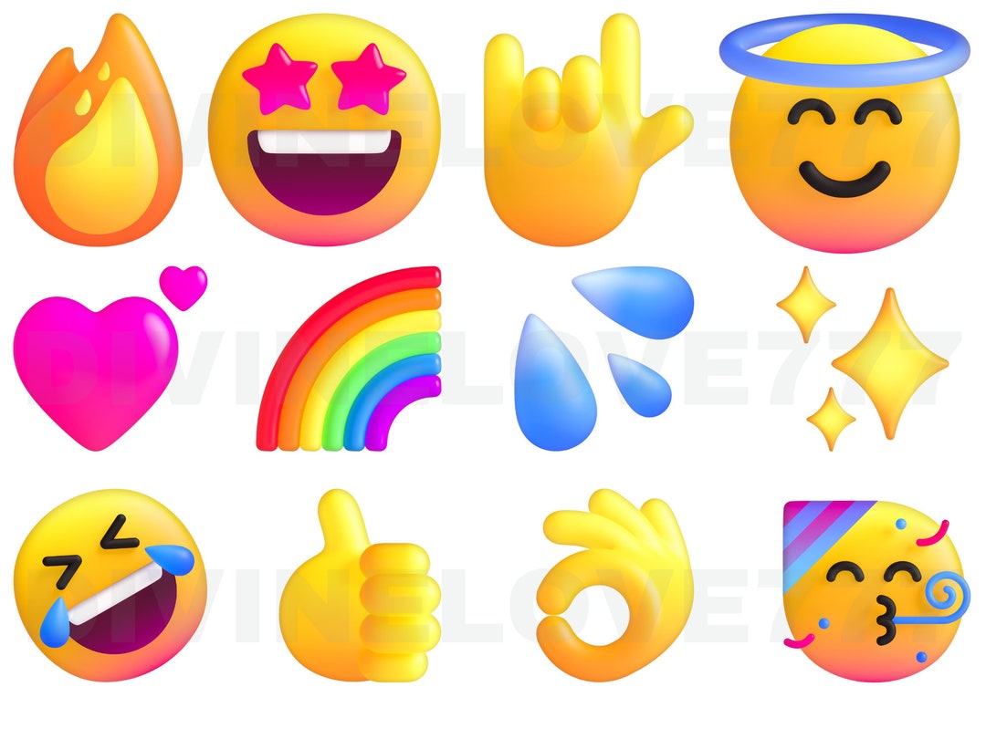 Emoji SVG Files 3D Graphic Template Instant Download Heart, Angels ...