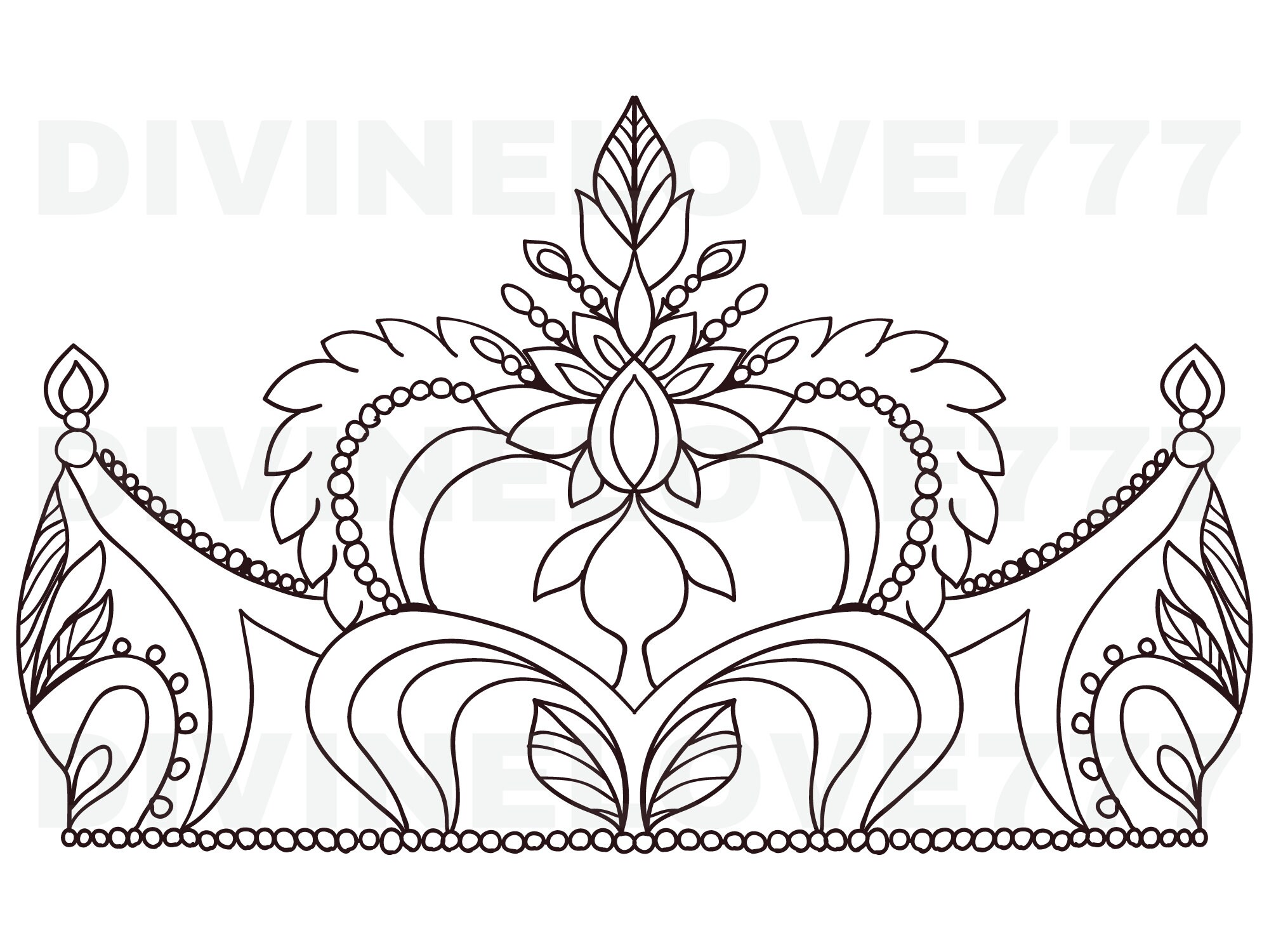 Princess Crown Line Drawing