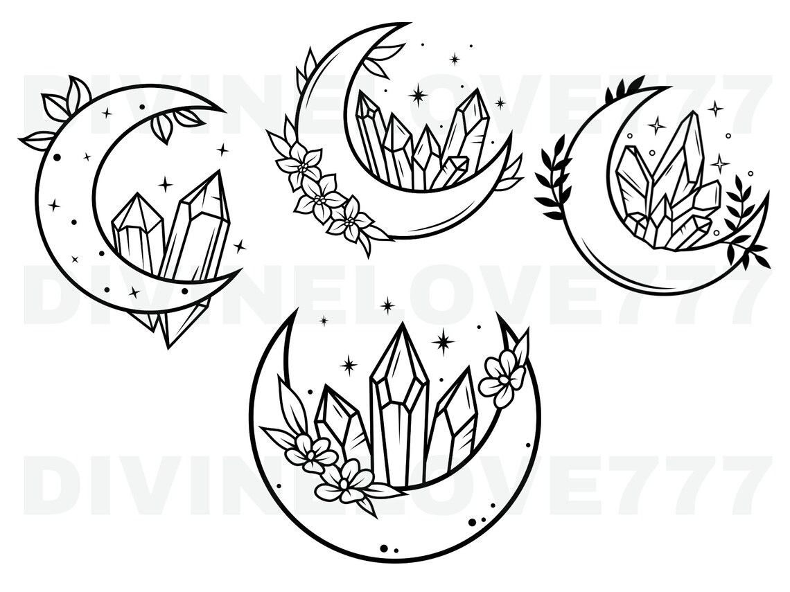 Moon SVG Crystals SVG Crescent Moon SVG Bundle Crystal - Etsy UK
