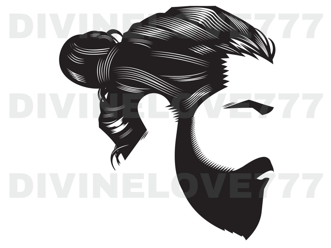Man Bun Mustache and Beatd SVG and PNG Minimalist Faceless - Etsy Australia