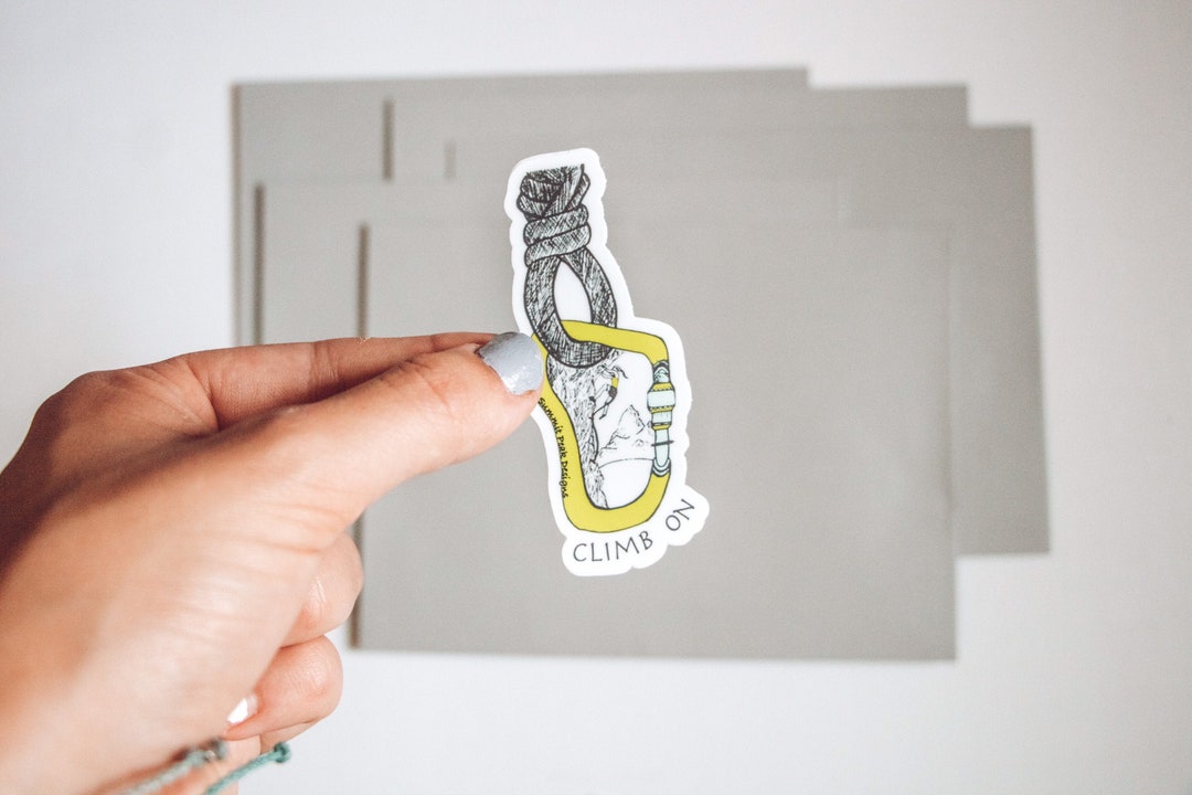 Rock Climbing Girl Sticker | Climb on Sticker | Carabiner Sticker - Etsy