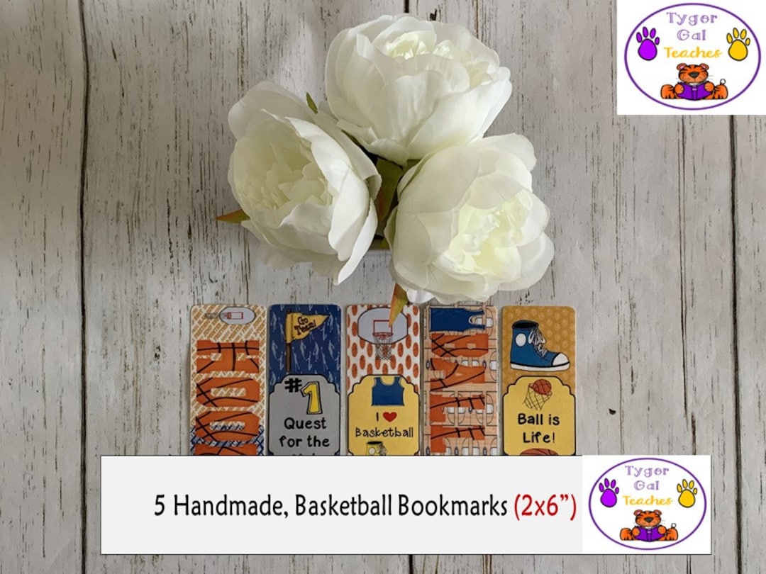 Handmade Bookmarks, Basketball Bookmarks (blue and Yellow), Sports ...