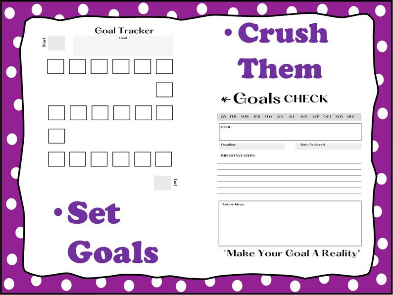 Goal Tracker, Habit Tracker, Planners, Planner Inserts, Printable ...