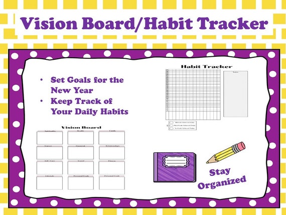 Vision Board Habit Tracker for Planners/planner Inserts Goal - Etsy