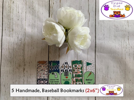Handmade Bookmarks Baseball Bookmarks navy Blue Green - Etsy