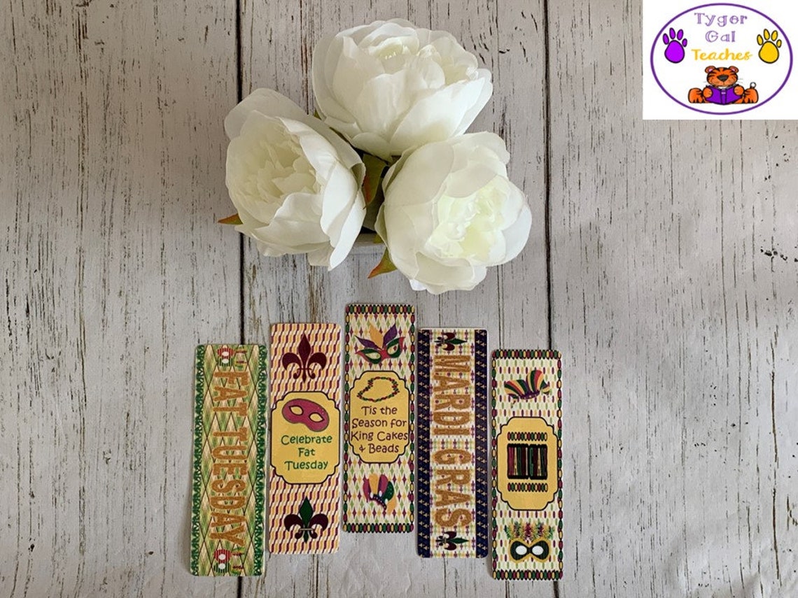 Mardi Gras Bookmarks for Readers, Holiday Bookmarks (set 1), Bookish ...