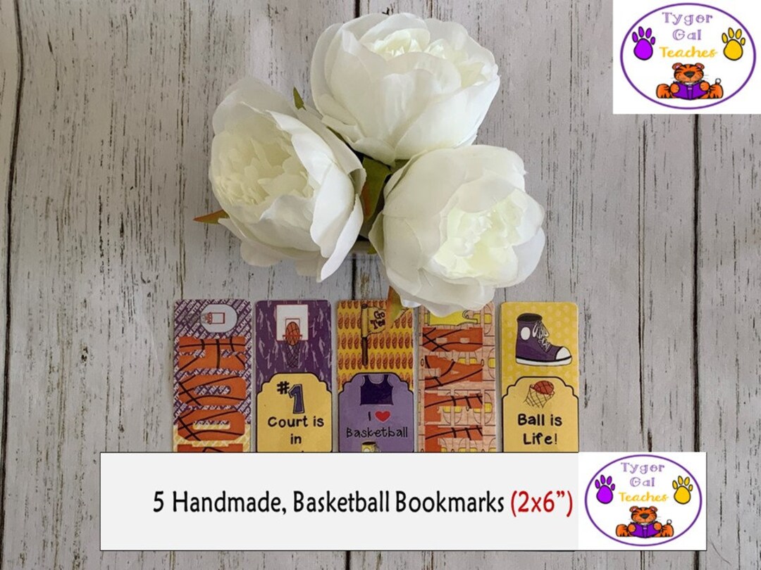 Handmade Bookmarks, Basketball Bookmarks (purple and Gold), Sports ...