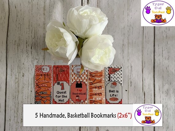 Handmade Bookmarks Basketball Bookmarks red Black and - Etsy