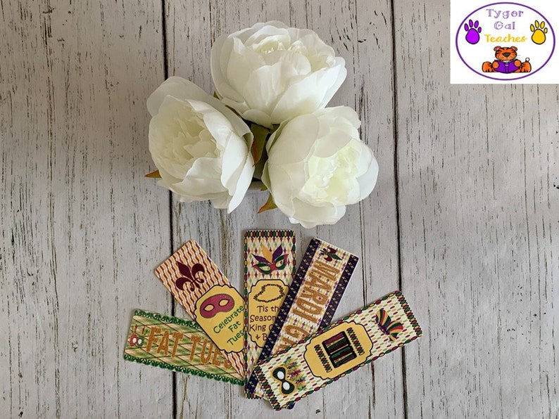 Mardi Gras Bookmarks for Readers, Holiday Bookmarks (set 1), Bookish ...