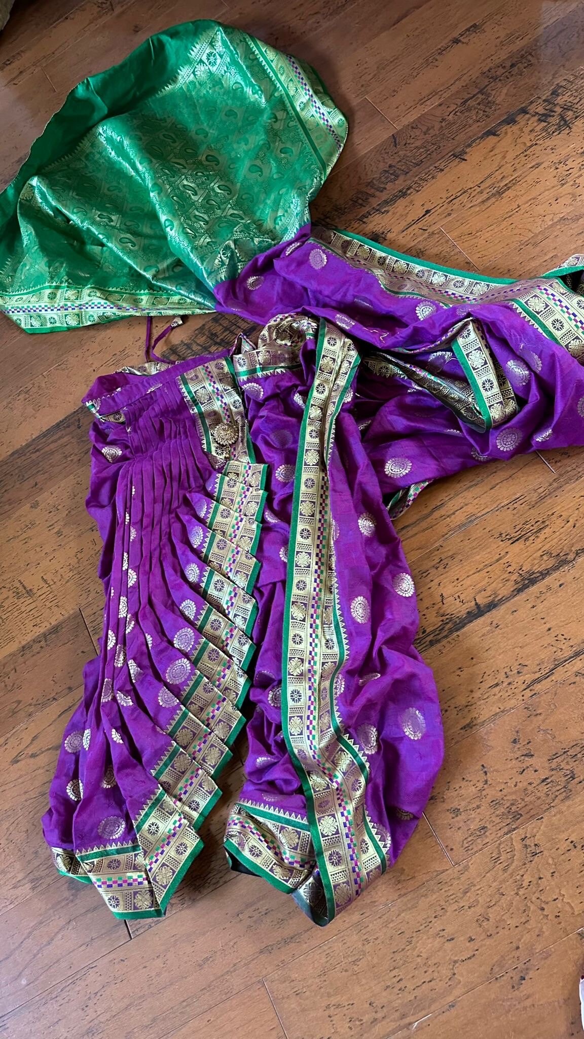 Semi Silk Prestitched Nauvari Saree I. Wine Color and Free Combination ...