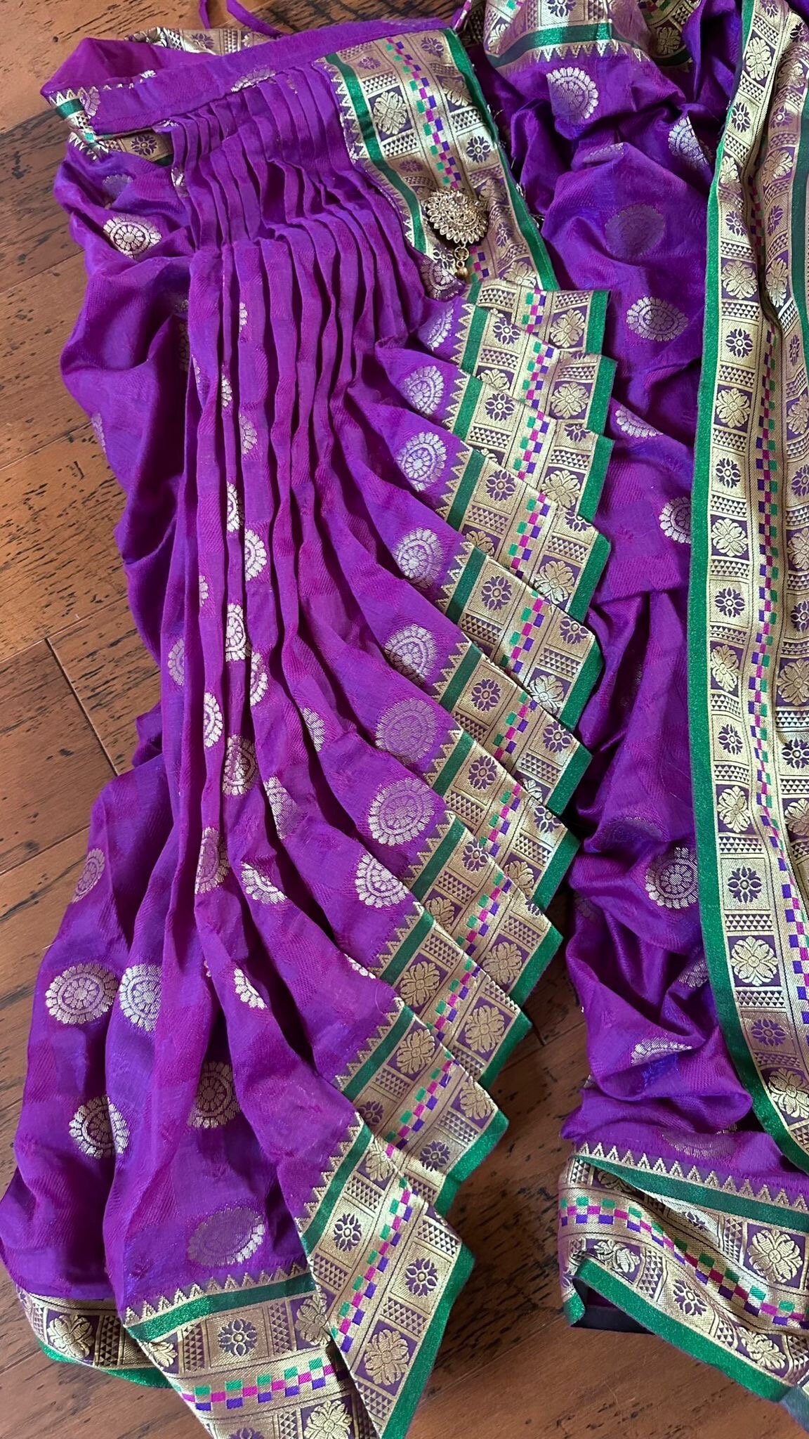 Semi Silk Prestitched Nauvari Saree I. Wine Color and Free Combination ...