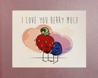 Printable I Love You BERRY Much Greeting Card - Etsy
