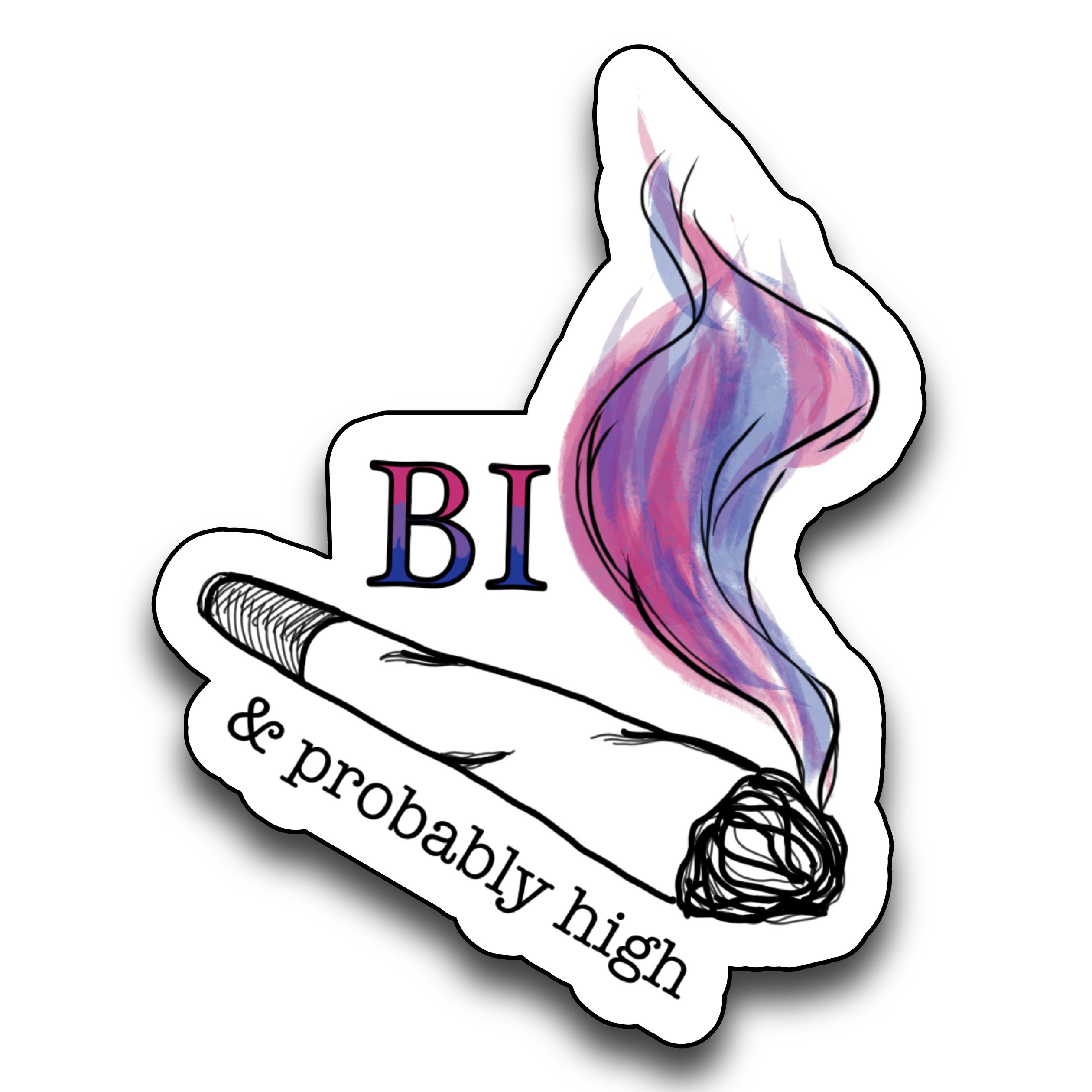 Bi & Probably High Sticker by Guest Artist Hali // Bi Pride - Etsy