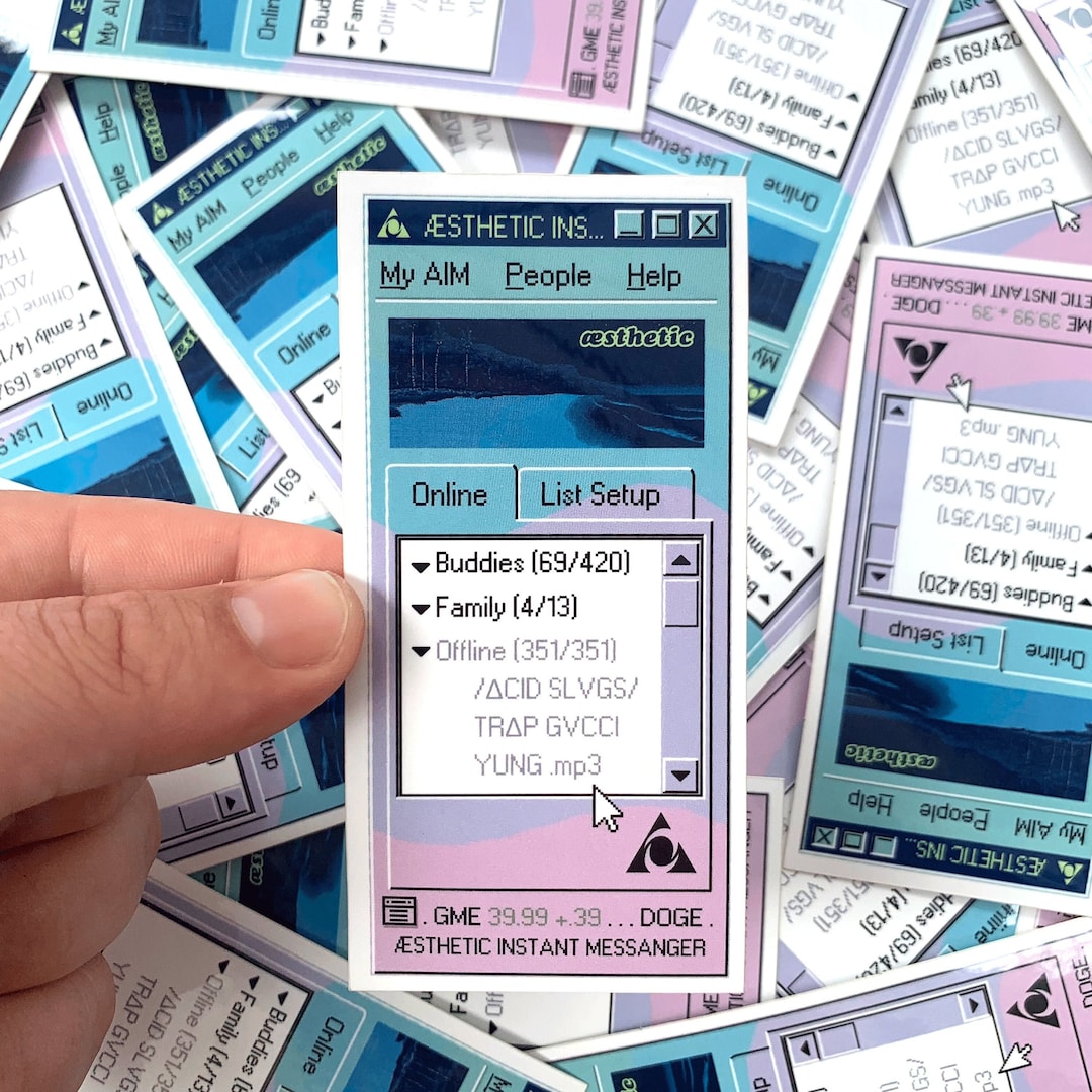 AESTHETIC Instant Messenger Vaporwave Sticker // AIM Buddy List Sticker ...