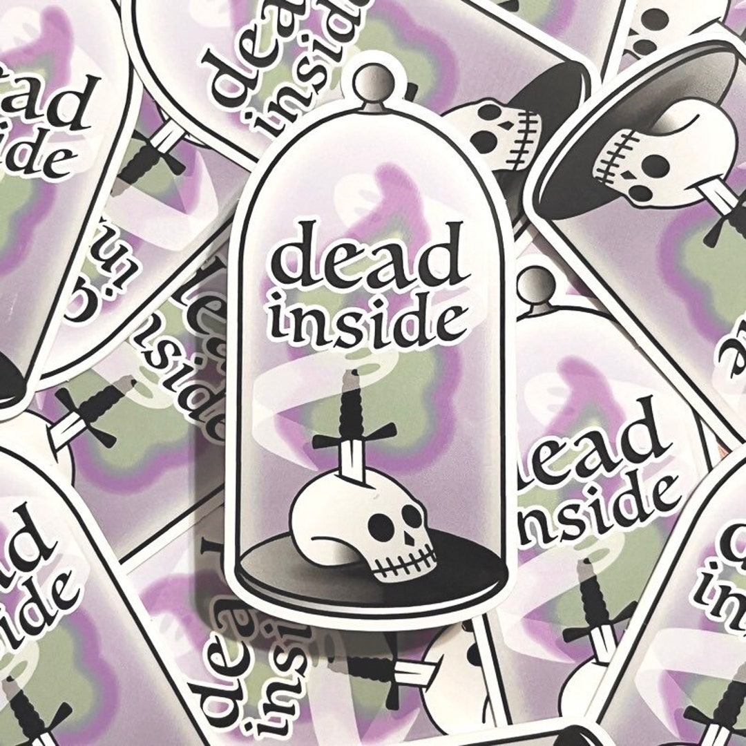 Dead Inside Skull Cloche Sticker // Skull & Ghost Haunted Cloche ...