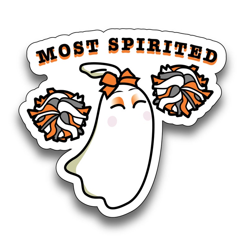 Most Spirited Ghoul Girl Sticker // Ghost Cheerleader Sticker ...