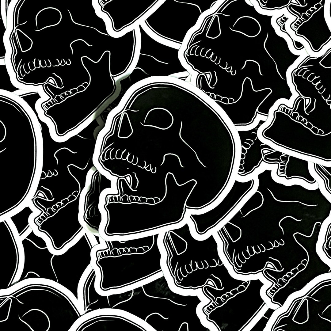 Spooky Skull Sticker // Black Skull Sticker // Black Skull Decal ...