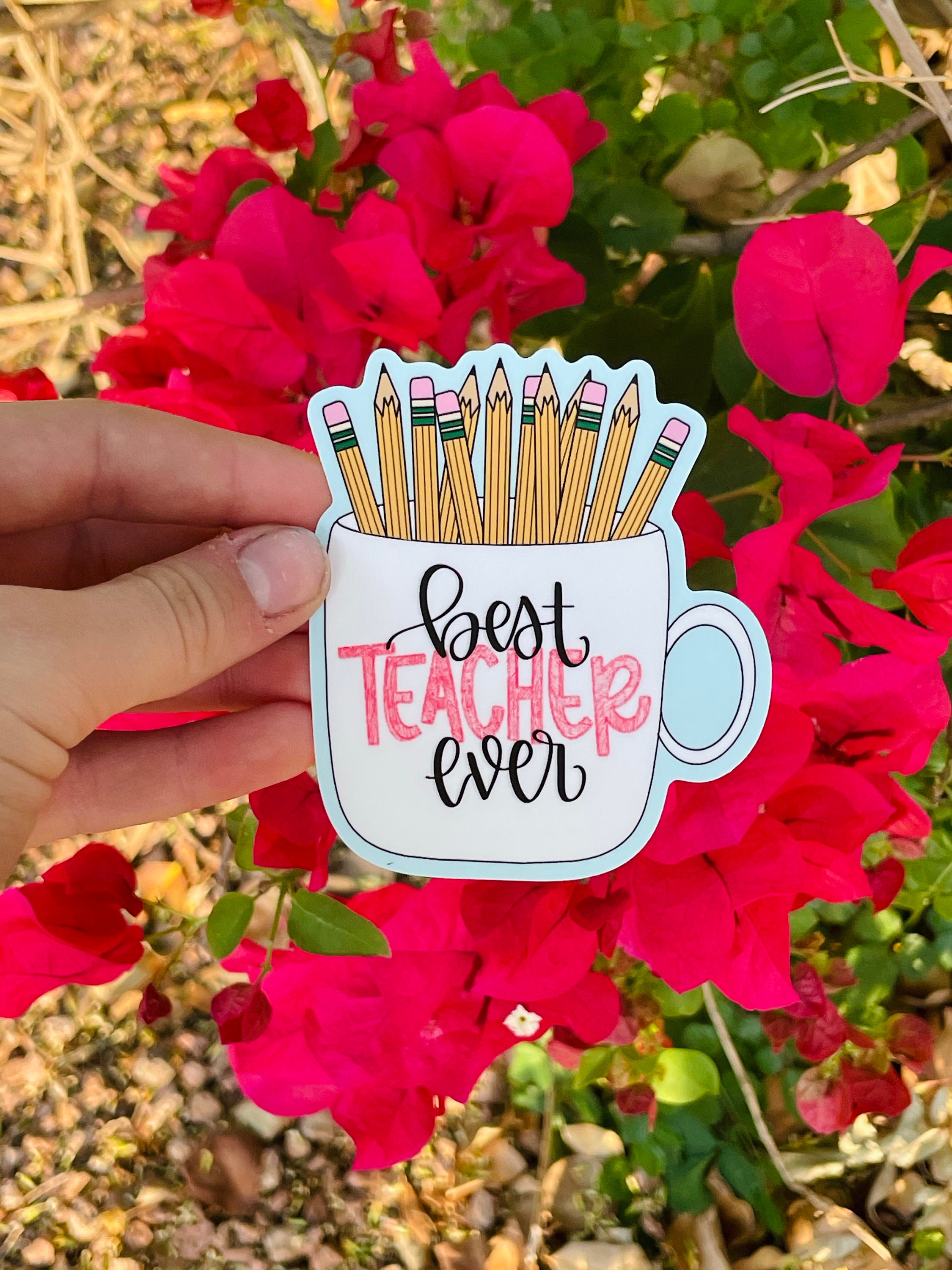 Best Teacher Ever Sticker | Teacher Appreciation | Water Bottle Sticker ...