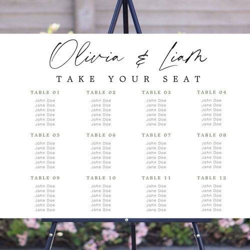 Wedding Guest Seating Chart Personalized Guest List and - Etsy