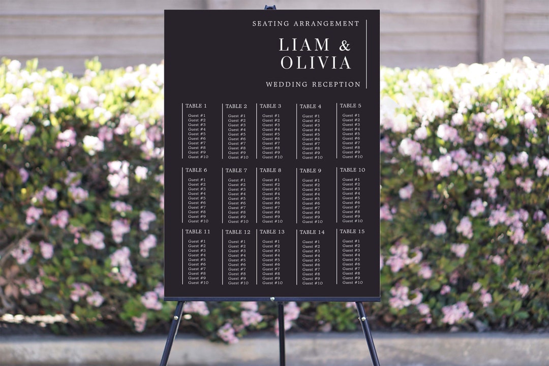 Modern Printed Wedding Seating Chart | Personalized Guest List and ...