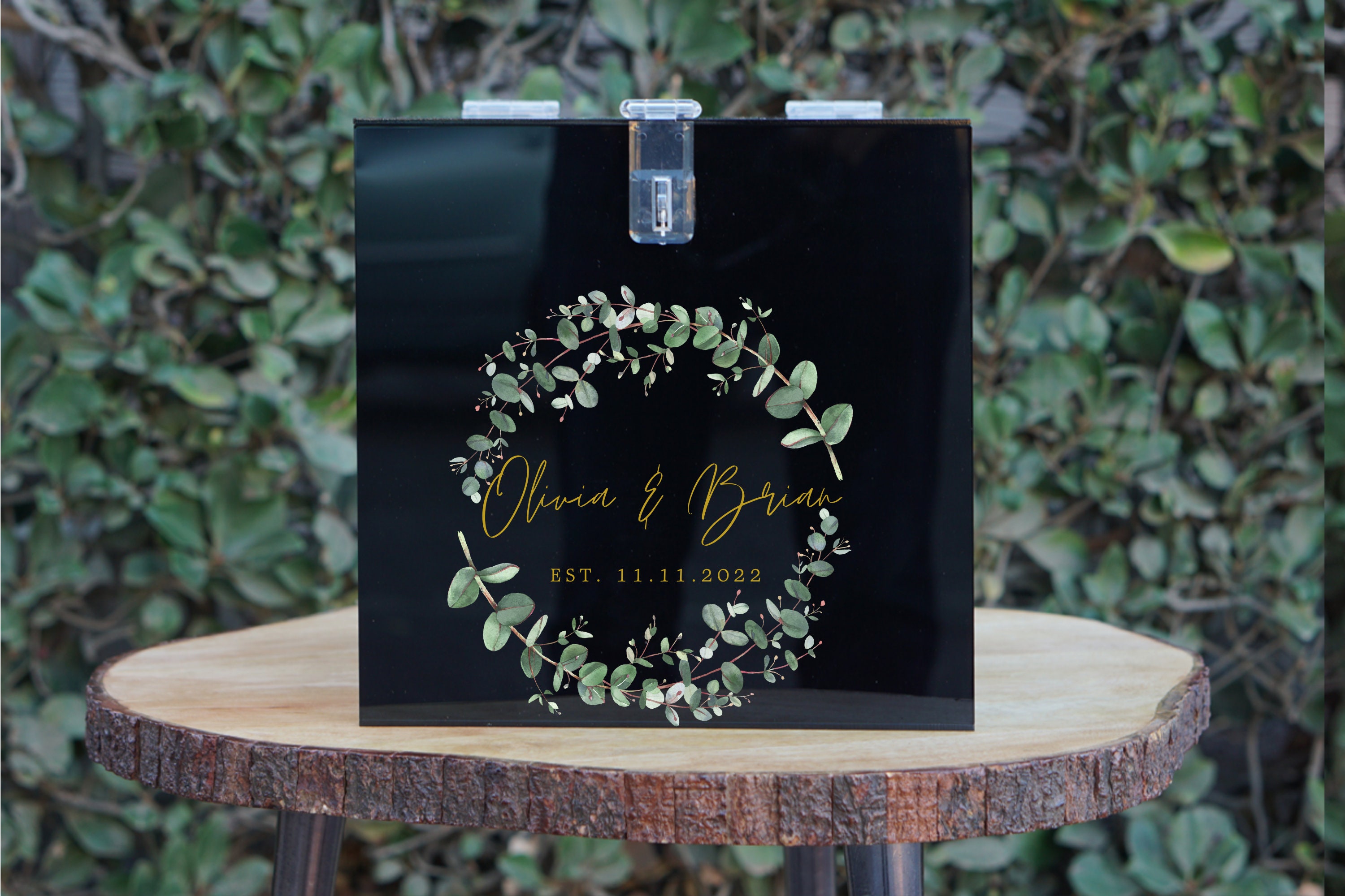 Personalized Rustic Acrylic Card Box With Lock and Key HIGH - Etsy