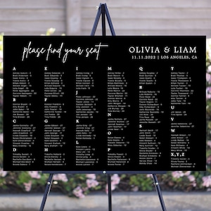 Printed Wedding Seating Chart | Personalized Guest List and Seating ...