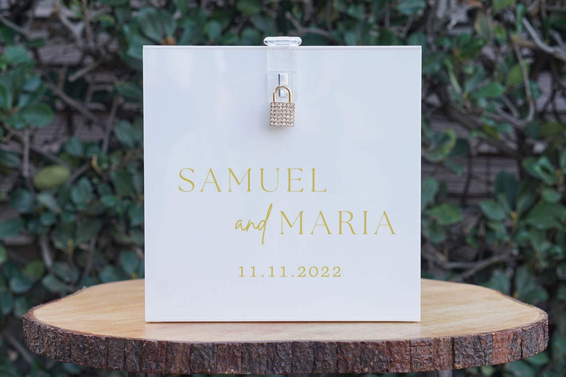 Personalized Name Card Box Wedding Acrylic Card Box With Lock - Etsy